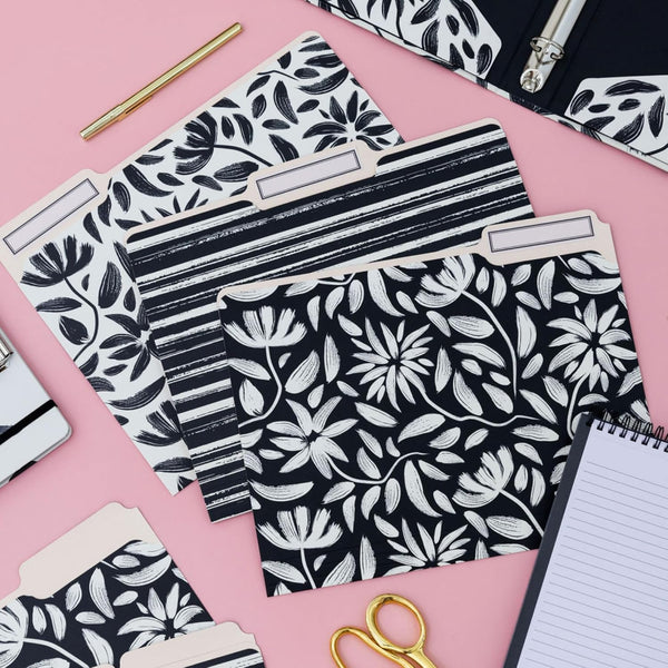 File Folders, Hand Drawn Floral - Steel Mill Gifts