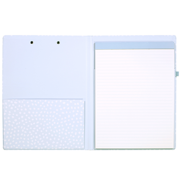 Clipboard Folio, Light Blue Dots - Steel Mill Gifts