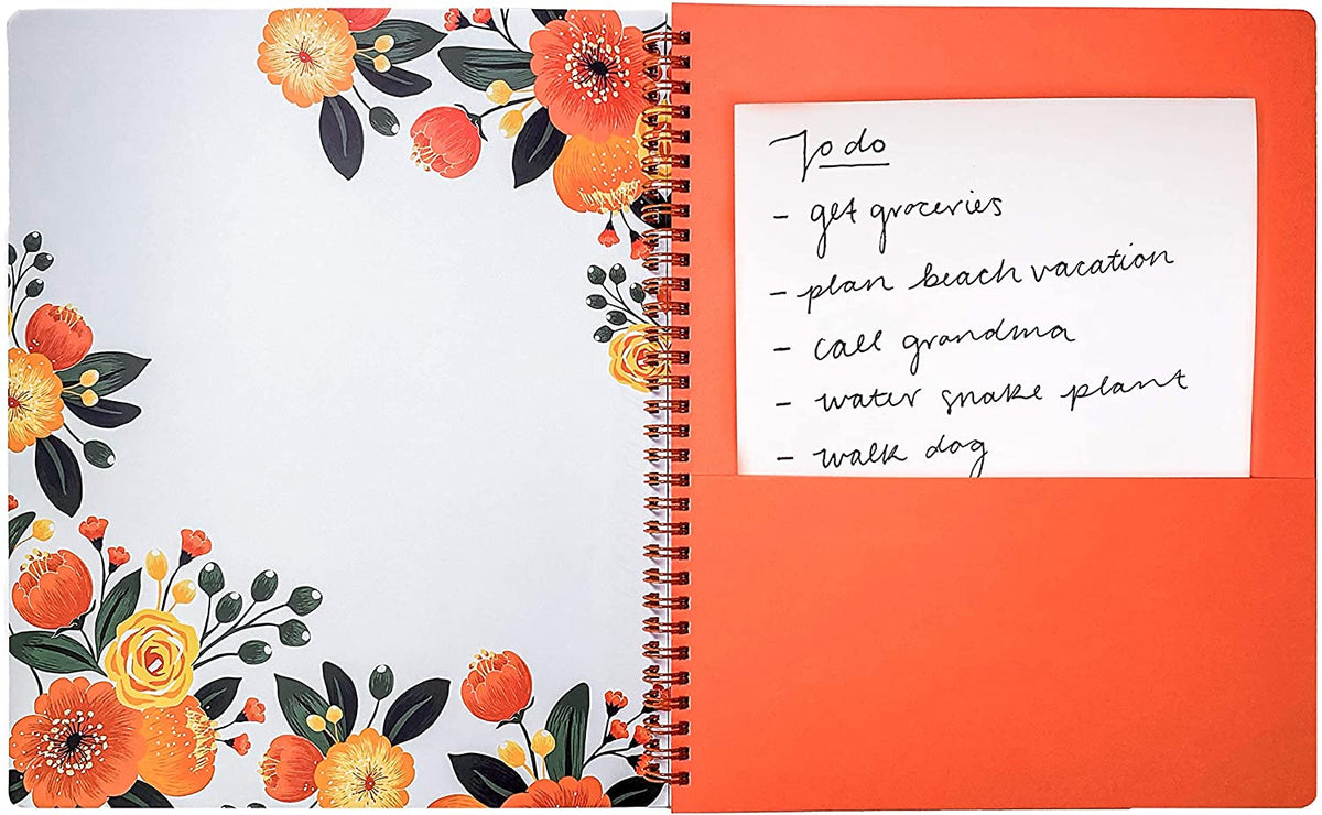 Large Notebook, Orange Floral - Steel Mill Gifts